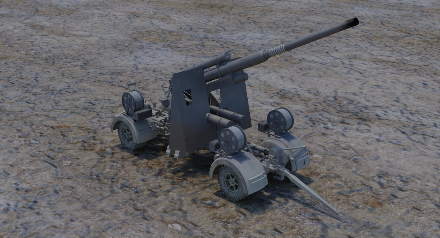 88 Flak Gun With Carriage - 3D Model by blackraven37