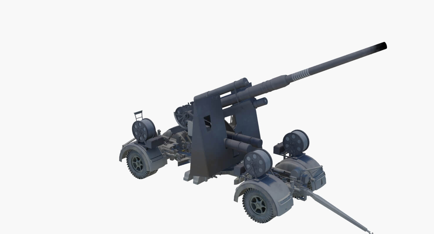 88 Flak Gun With Carriage - 3D Model by blackraven37