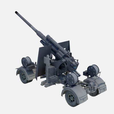 88 Flak Gun With Carriage - 3D Model by blackraven37
