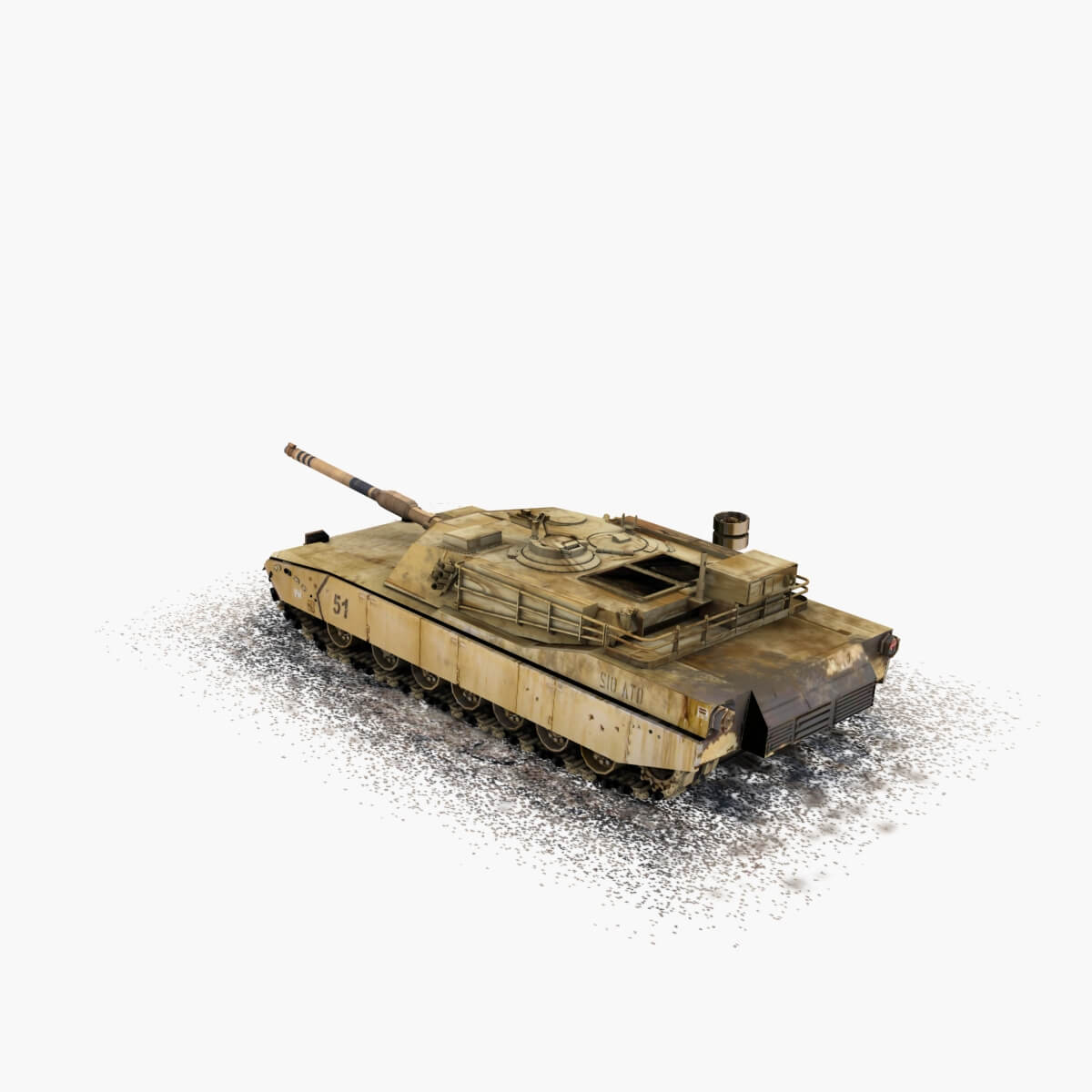 Damaged M1 Abrams - 3D Model by blackraven37