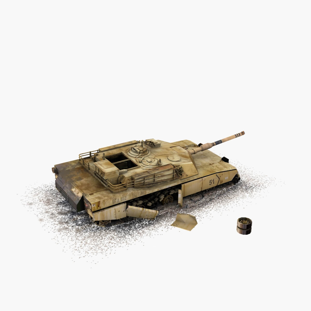 Damaged M1 Abrams - 3D Model by blackraven37