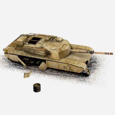 Damaged M1 Abrams - 3D Model by blackraven37