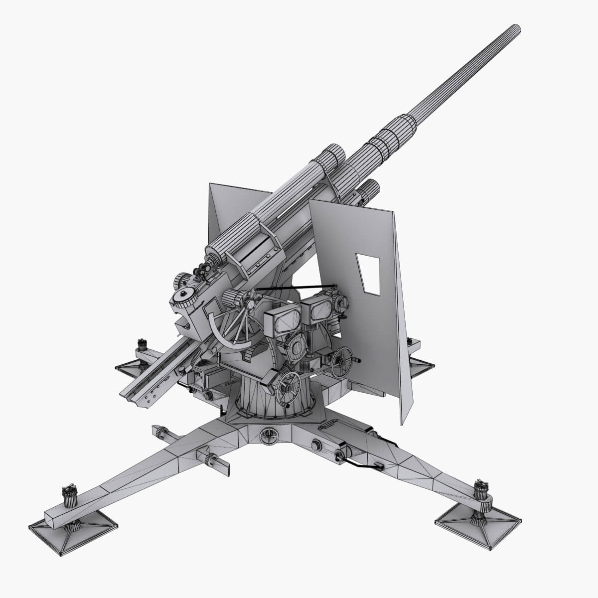 German 88 Flak Gun - 3D Model by blackraven37