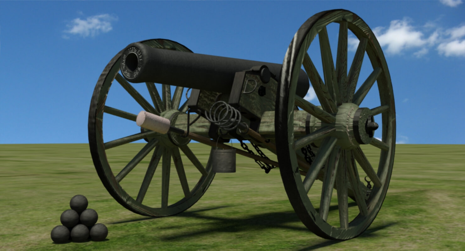 Low Poly 12 Pounder Cannon - 3D Model by blackraven37