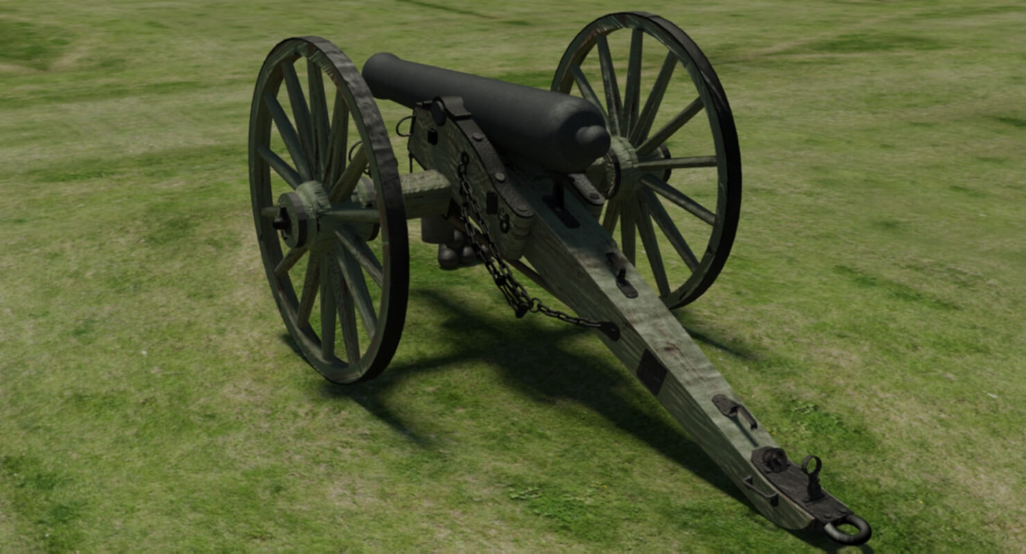 Low Poly 12 Pounder Cannon - 3D Model by blackraven37