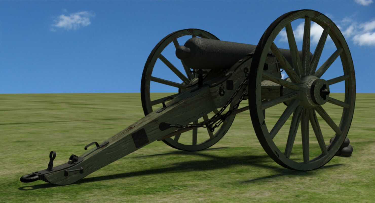 Low Poly 12 Pounder Cannon - 3D Model by blackraven37