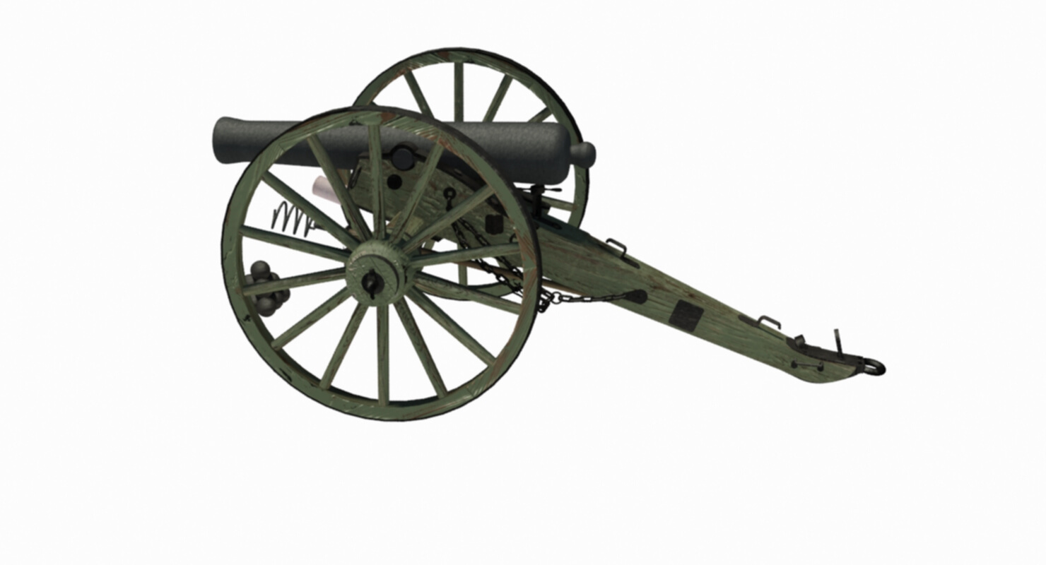 Low Poly 12 Pounder Cannon - 3D Model by blackraven37