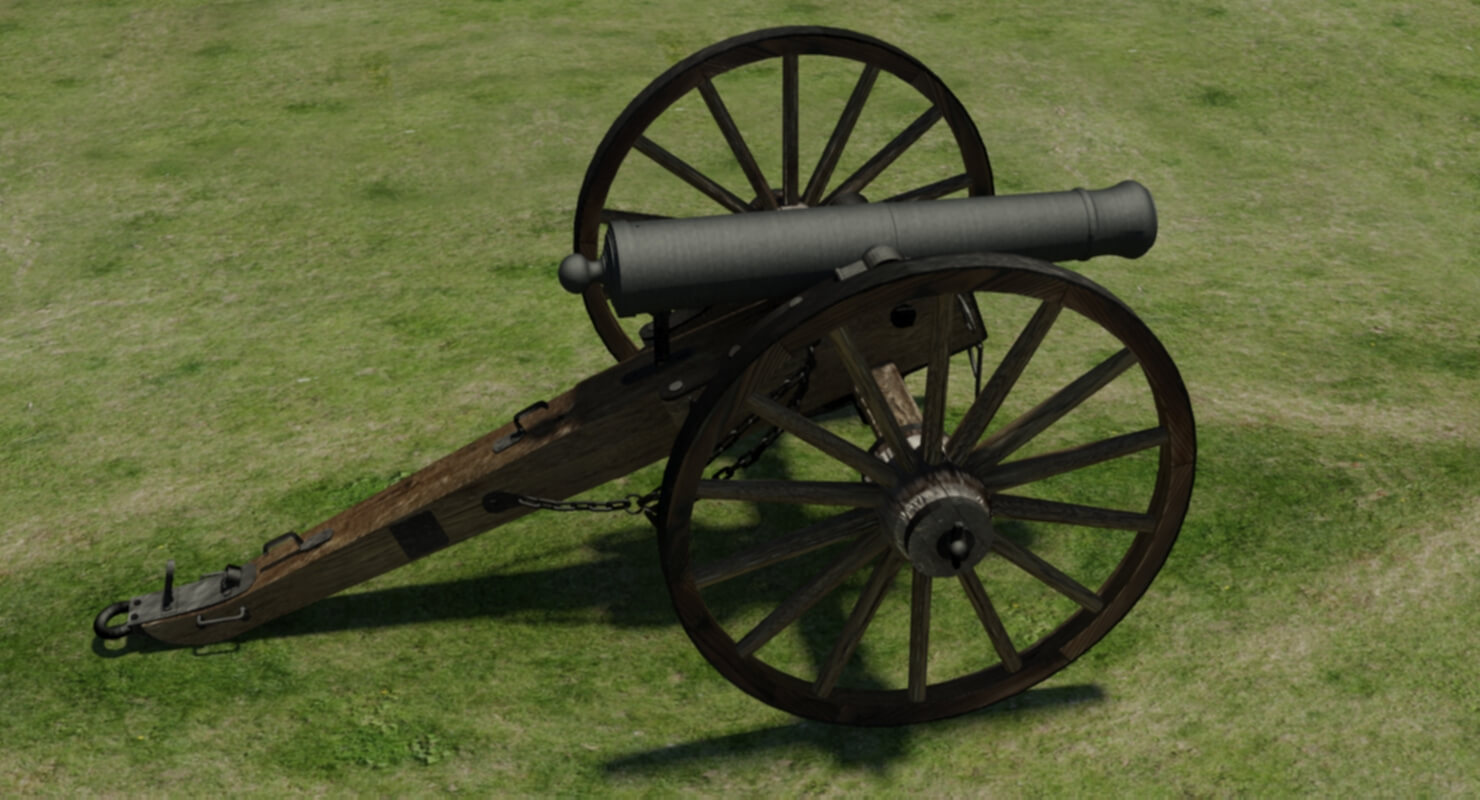 Low Poly 6 Pounder Cannon - 3D Model by blackraven37