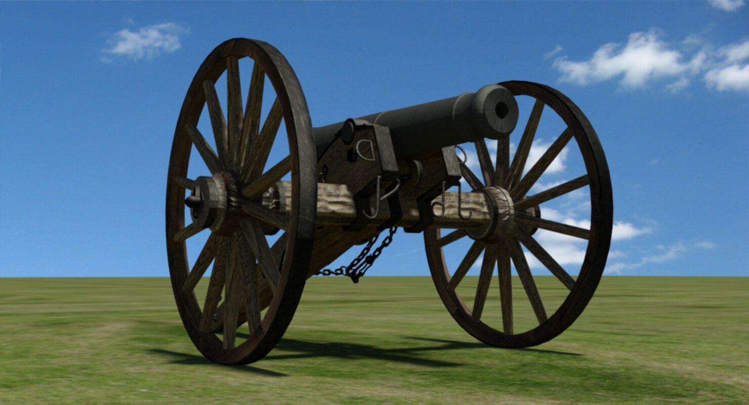 Low Poly 6 Pounder Cannon - 3D Model by blackraven37