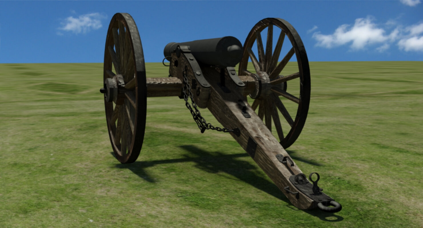 Low Poly 6 Pounder Cannon - 3D Model by blackraven37