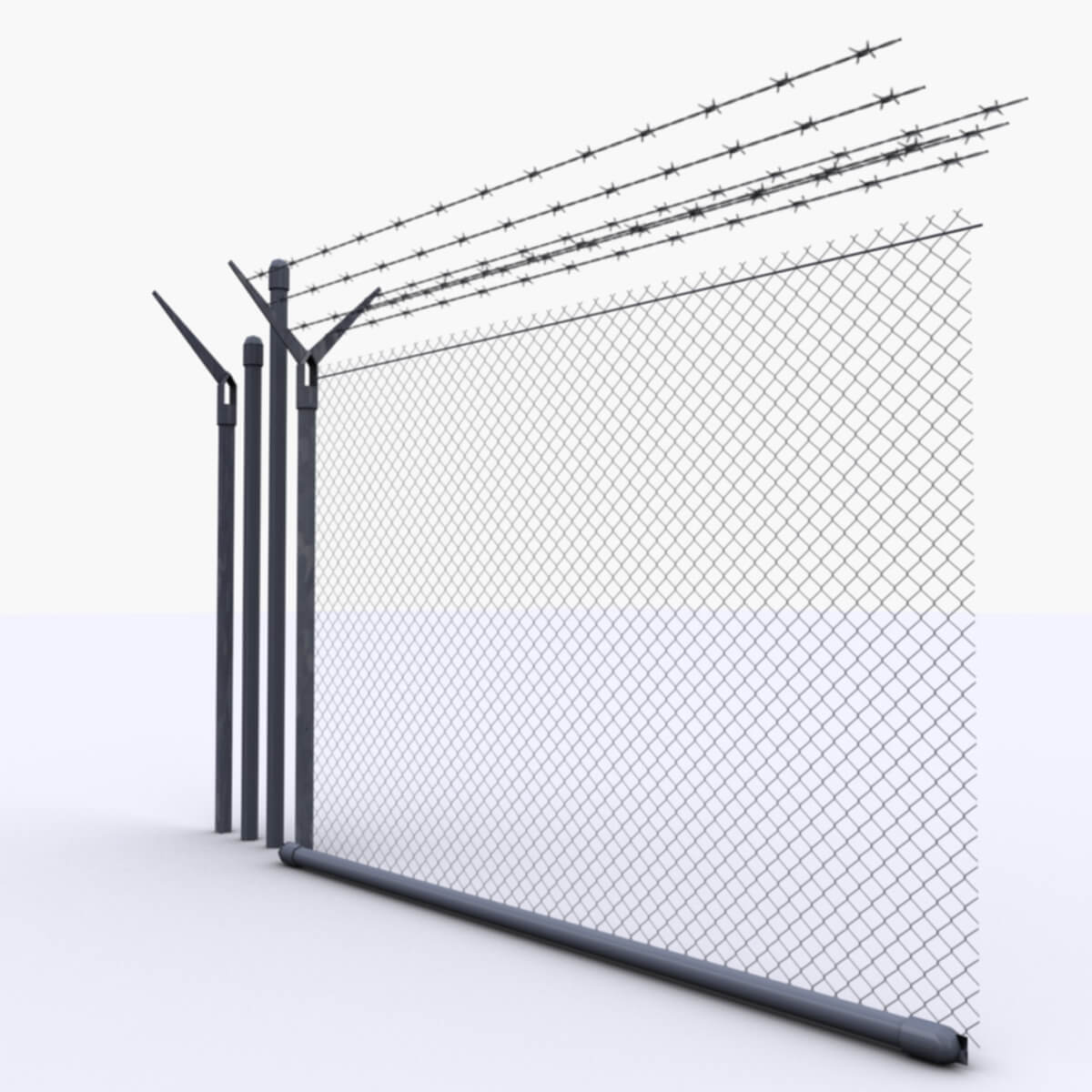 Low Poly Chain Link Fence Parts - 3D Model by blackraven37