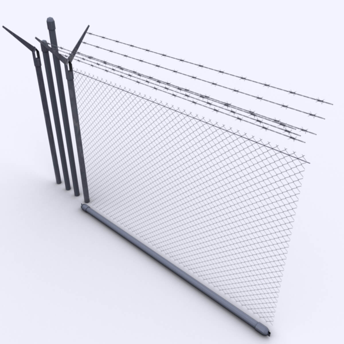 Low Poly Chain Link Fence Parts - 3D Model by blackraven37