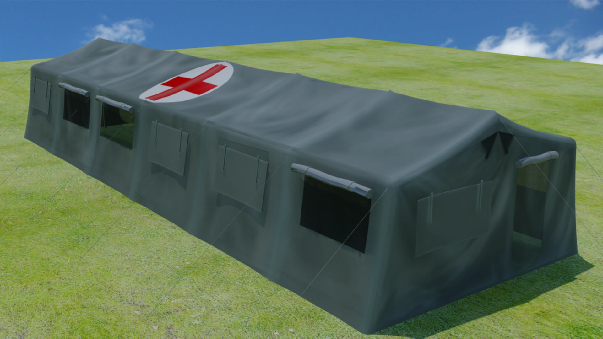 Low Poly First Aid Army Tent - 3D Model by blackraven37