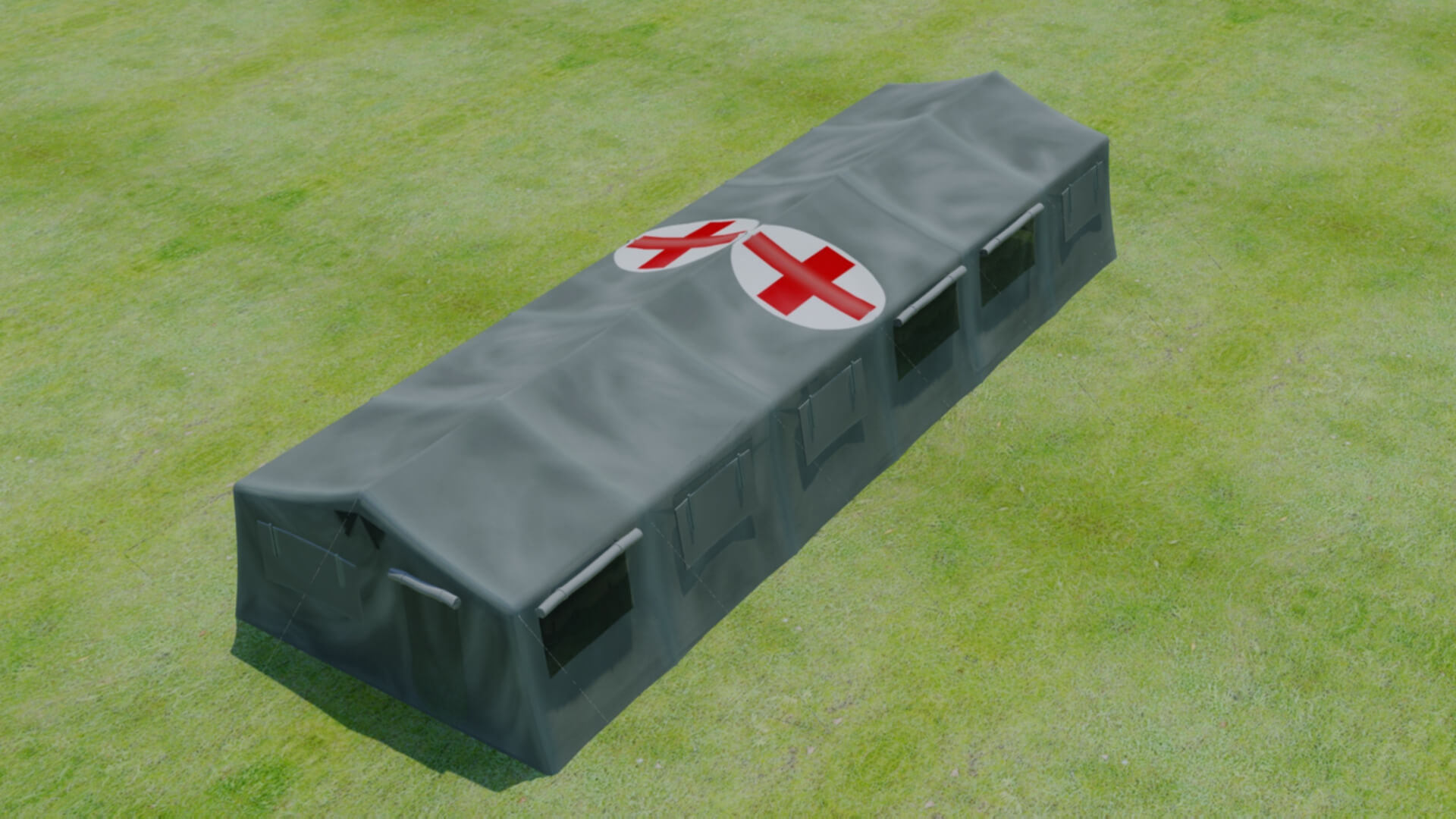 Low Poly First Aid Army Tent - 3D Model by blackraven37
