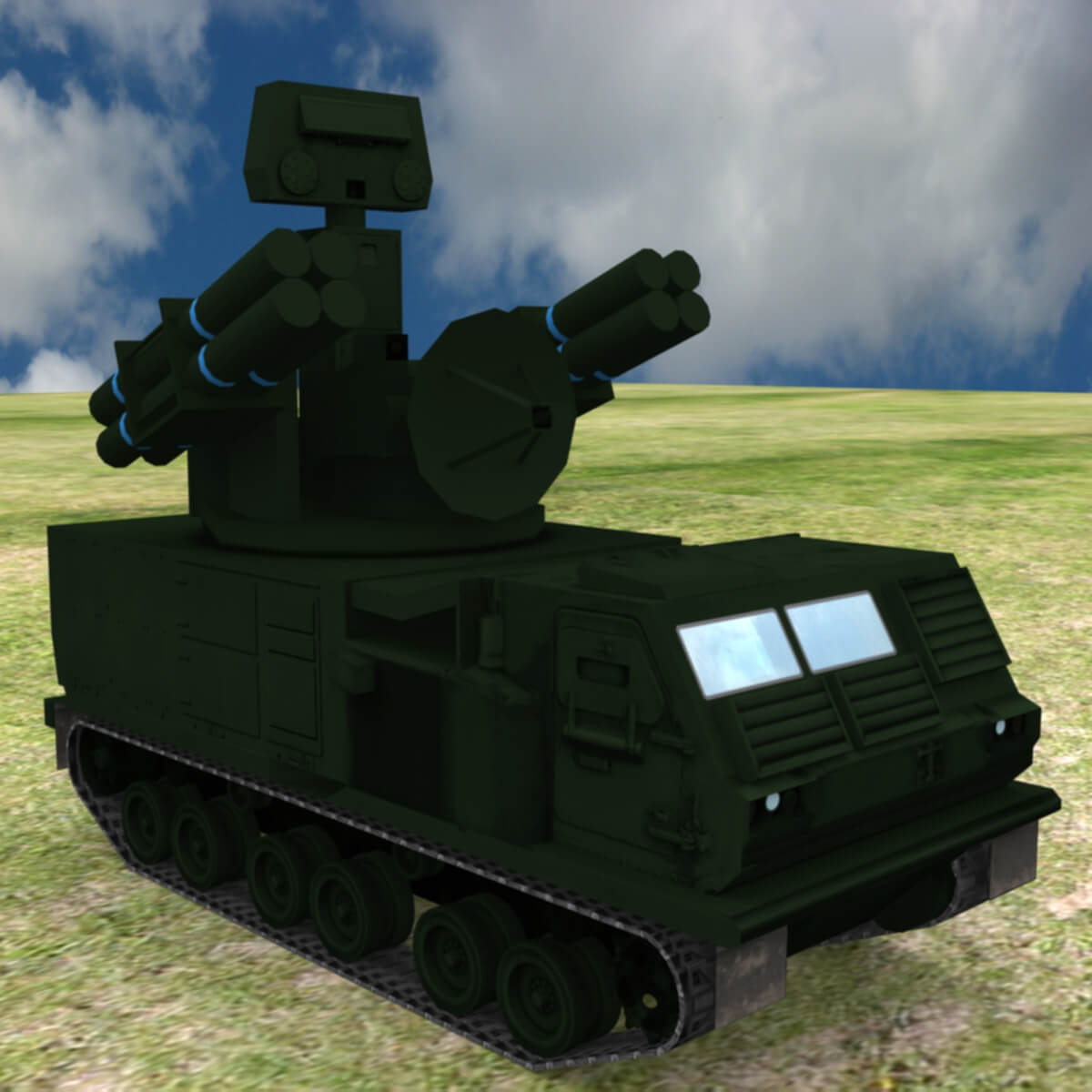 Low Poly Green Crotale - 3D Model by blackraven37