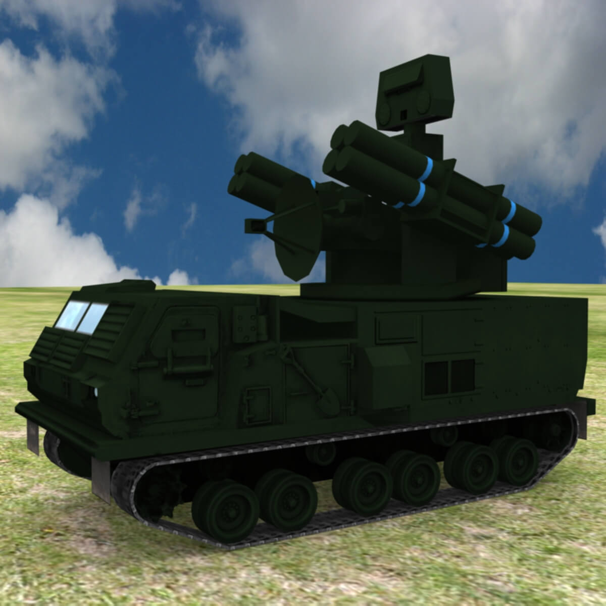 Low Poly Green Crotale - 3D Model by blackraven37