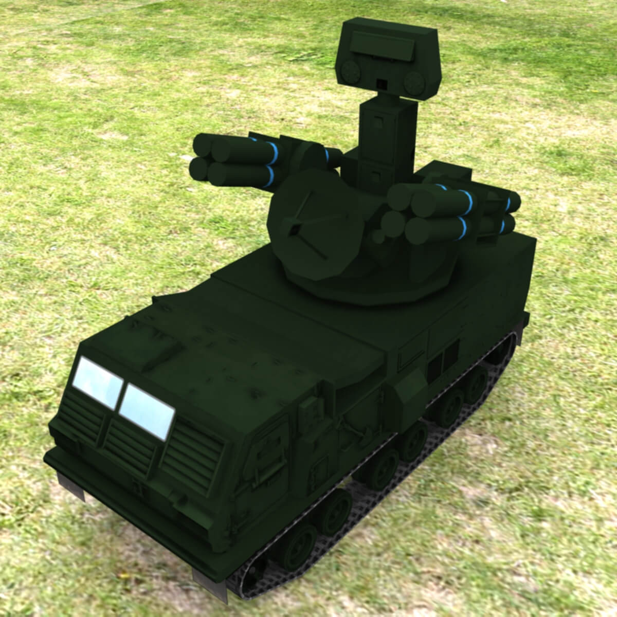 Low Poly Green Crotale - 3D Model by blackraven37
