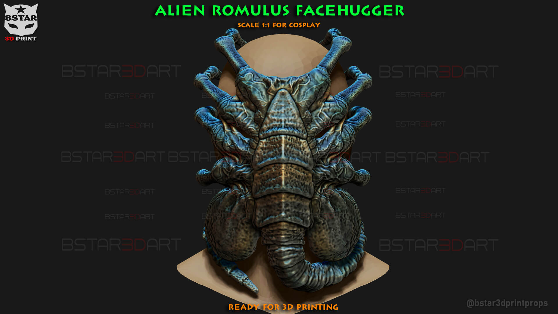 Alien Romulus Facehugger High Quality Mask - 3D Model by blackstar90