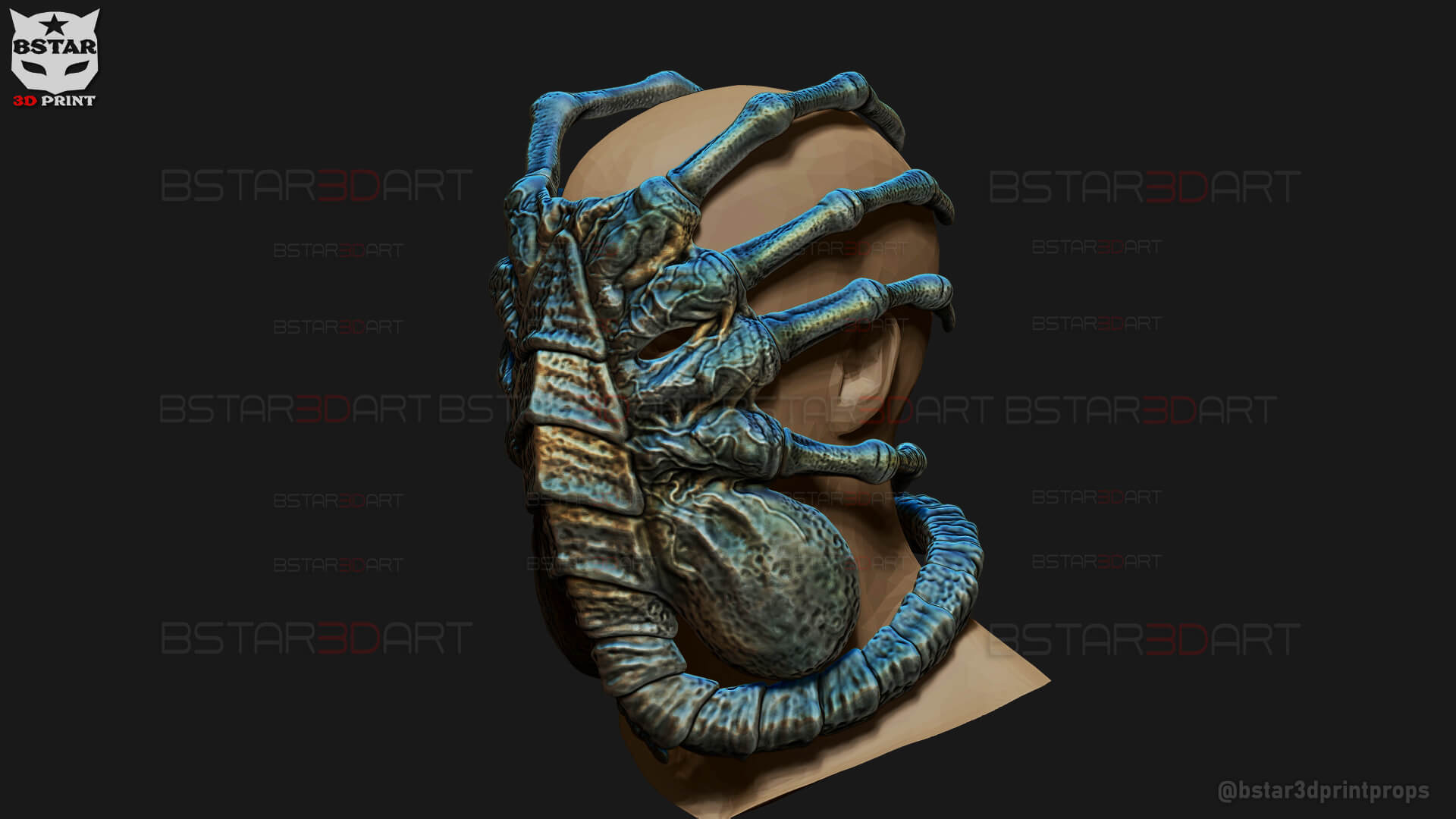 Alien Romulus Facehugger High Quality Mask - 3D Model by blackstar90