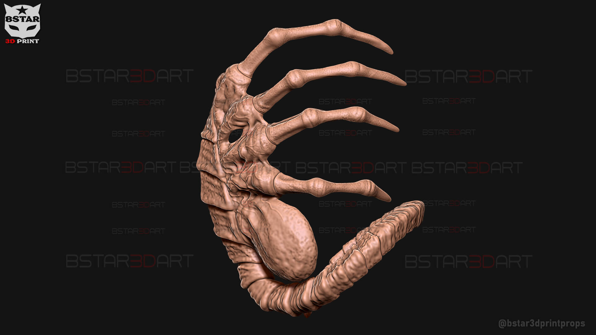 Alien Romulus Facehugger High Quality Mask - 3D Model by blackstar90