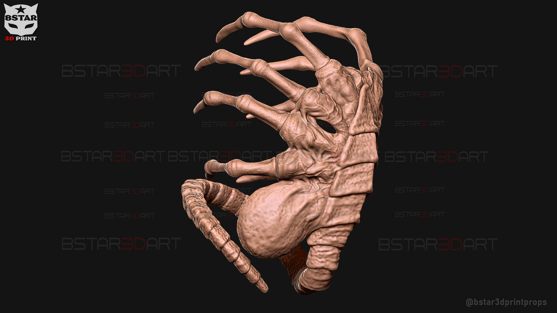 Alien Romulus Facehugger High Quality Mask - 3D Model by blackstar90