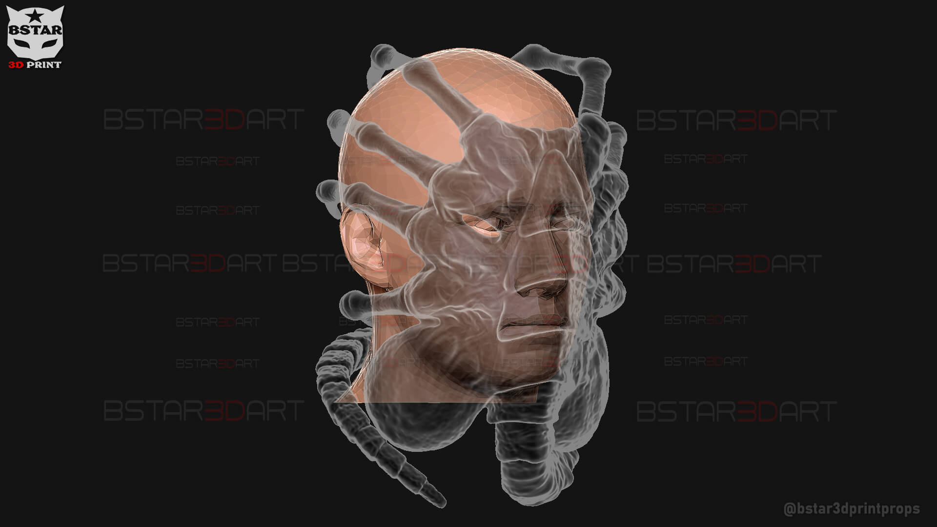 Alien Romulus Facehugger High Quality Mask - 3D Model by blackstar90