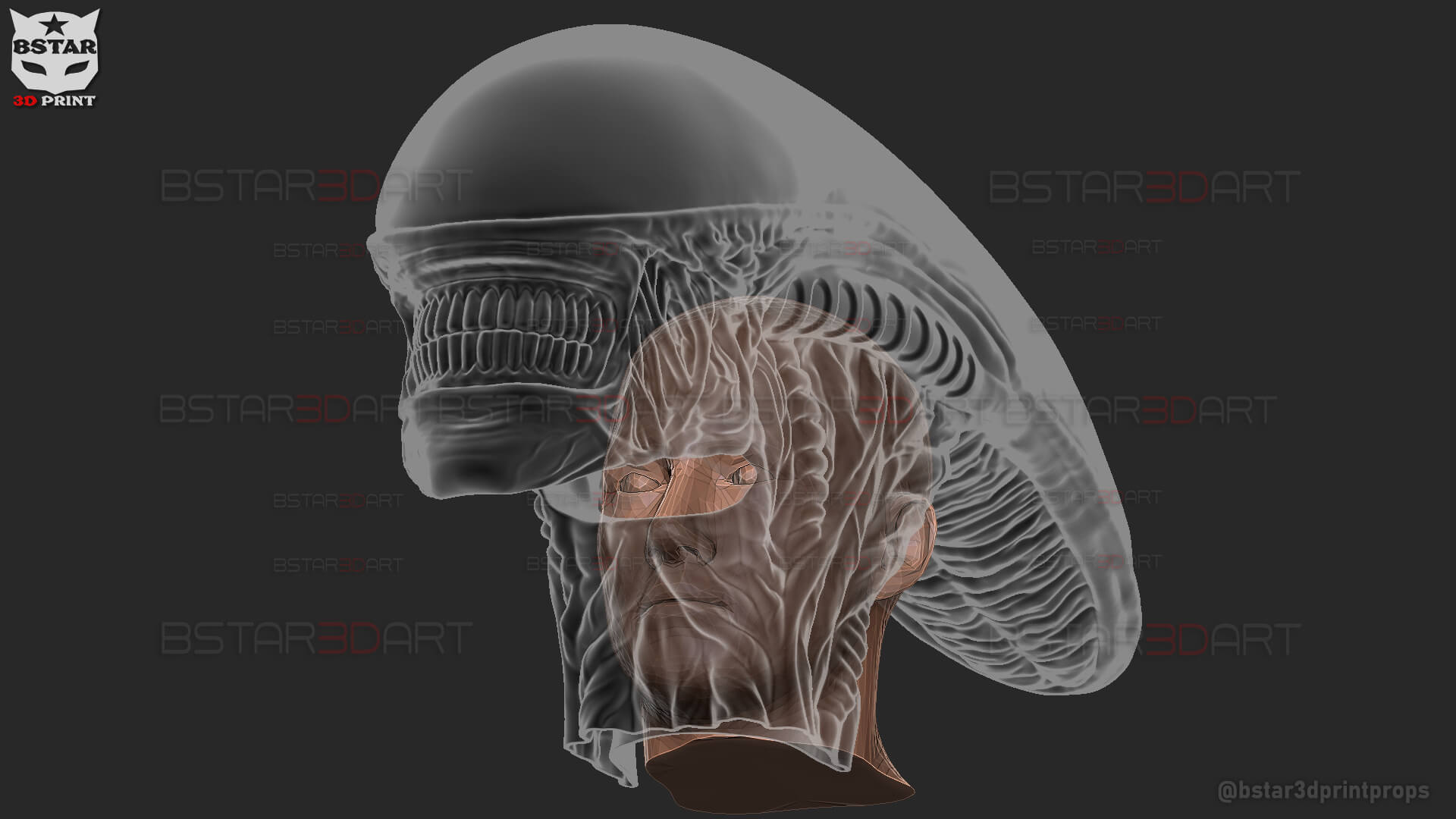Alien Xenomorph Mask Decor Wearable - 3D Model by blackstar90