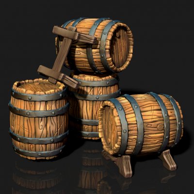 Barrel Vintage Stylized - Stand Base For Miniature Figures 3D Model by ...