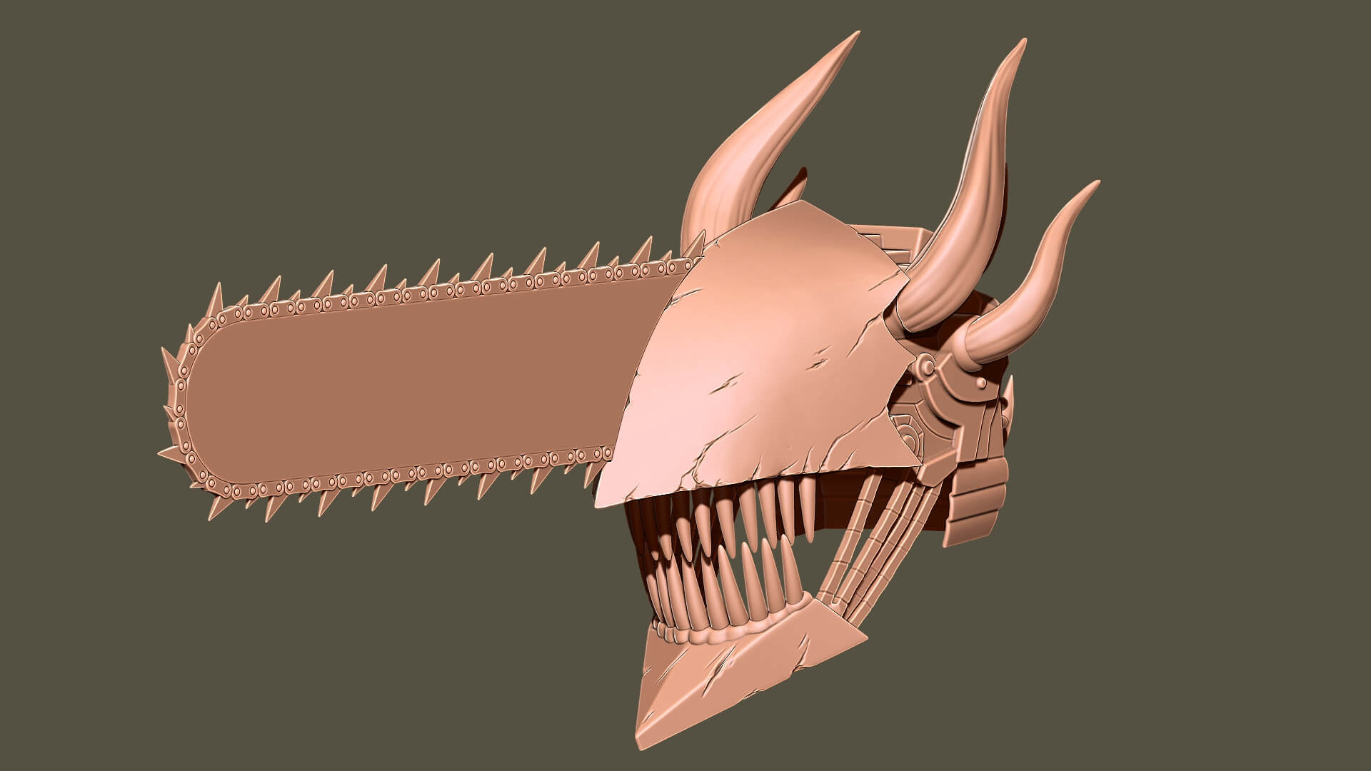 Chainsaw Man Full Form Helmet - Denji Anime Cosplay 3D Model by blackstar90