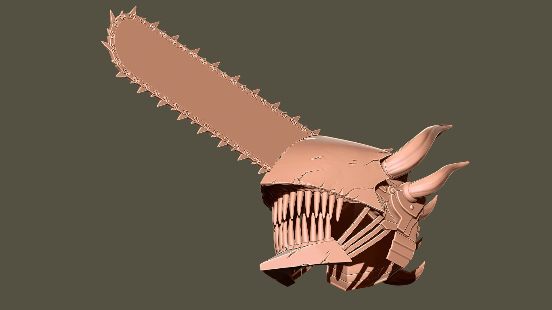 Chainsaw Man Full Form Helmet - Denji Anime Cosplay 3D Model by blackstar90