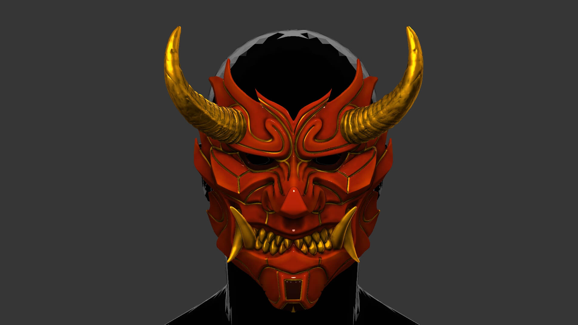 Cyber Samurai Hannya Mask - Japanese Ghost Mask 3D Model by blackstar90