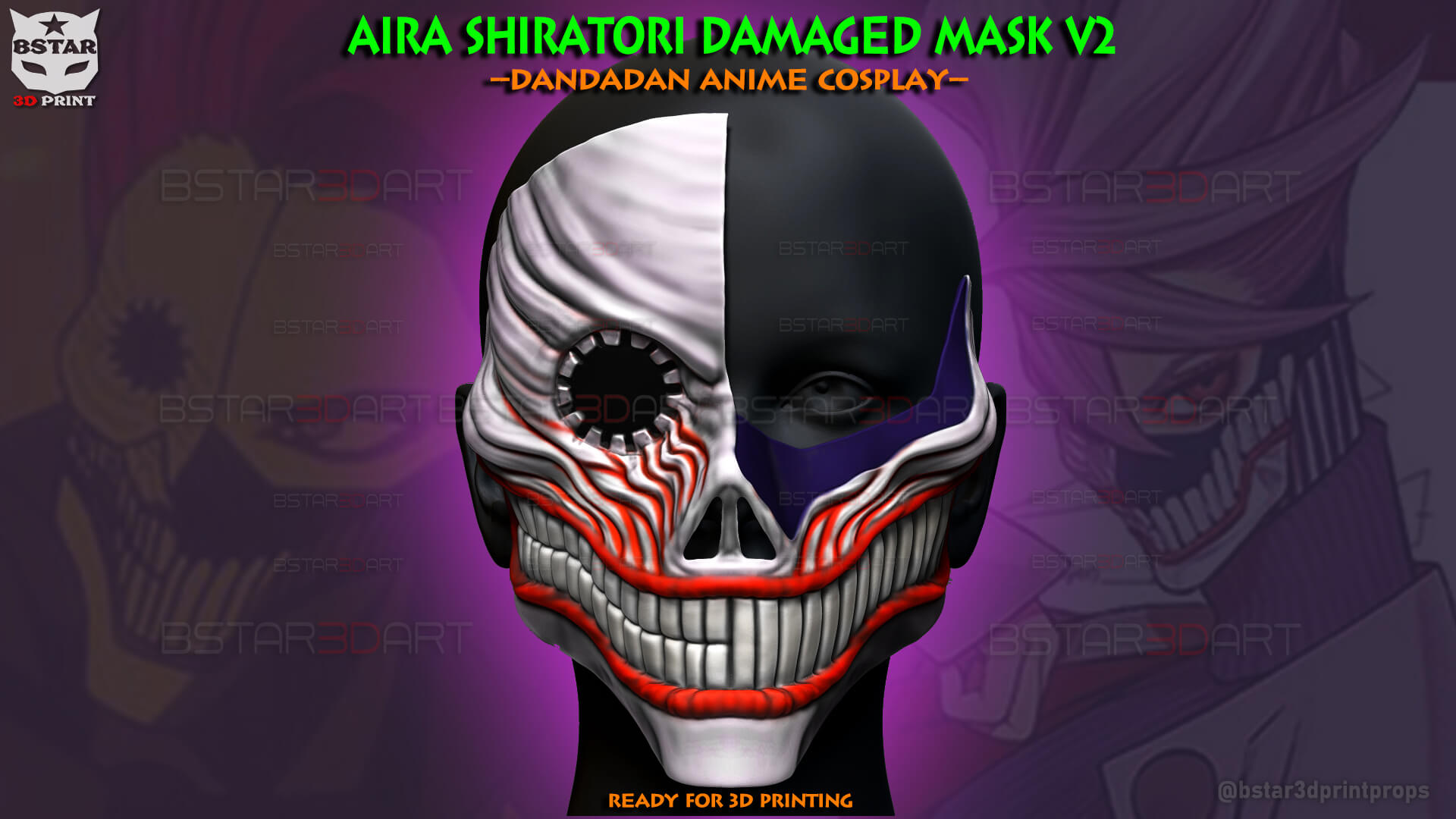 Dandadan Aira Shiratori Mask - Anime Cosplay 3D Model by blackstar90