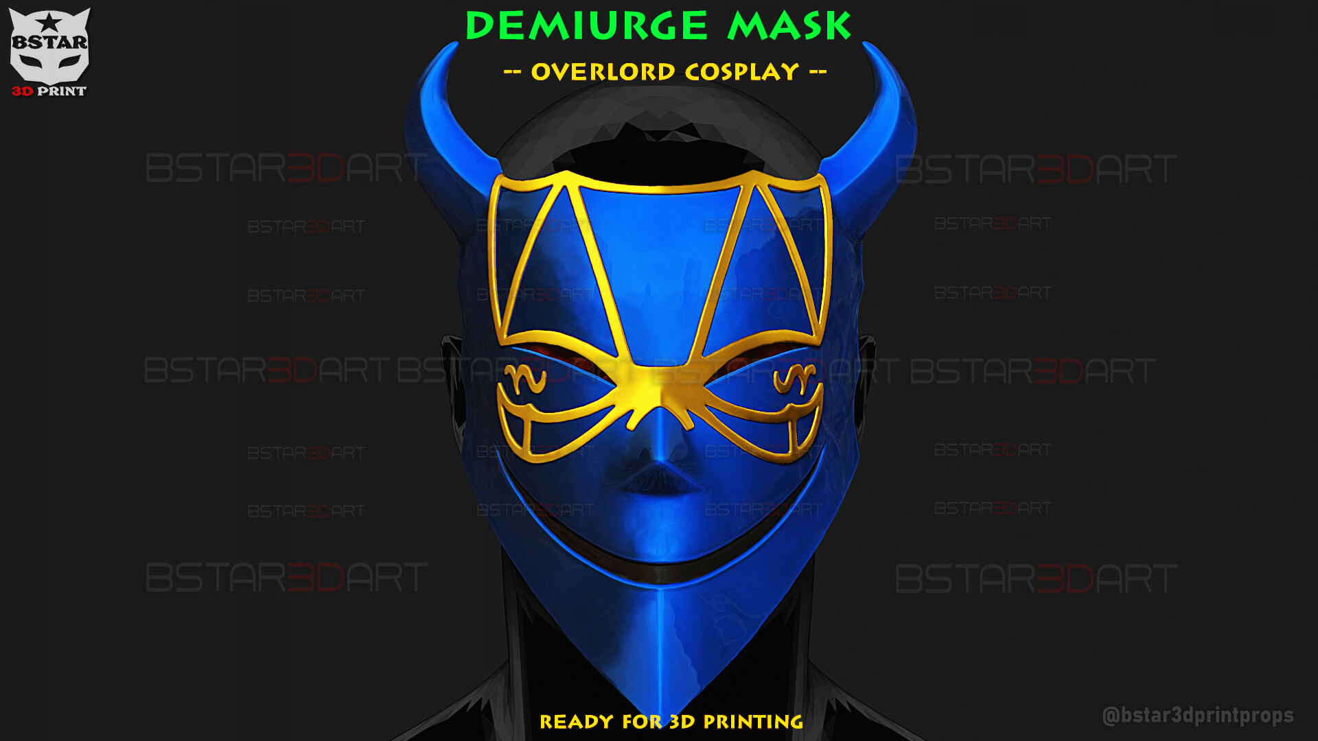 Demiurge Mask Stl - Overlord Cosplay 3D Print Model by blackstar90