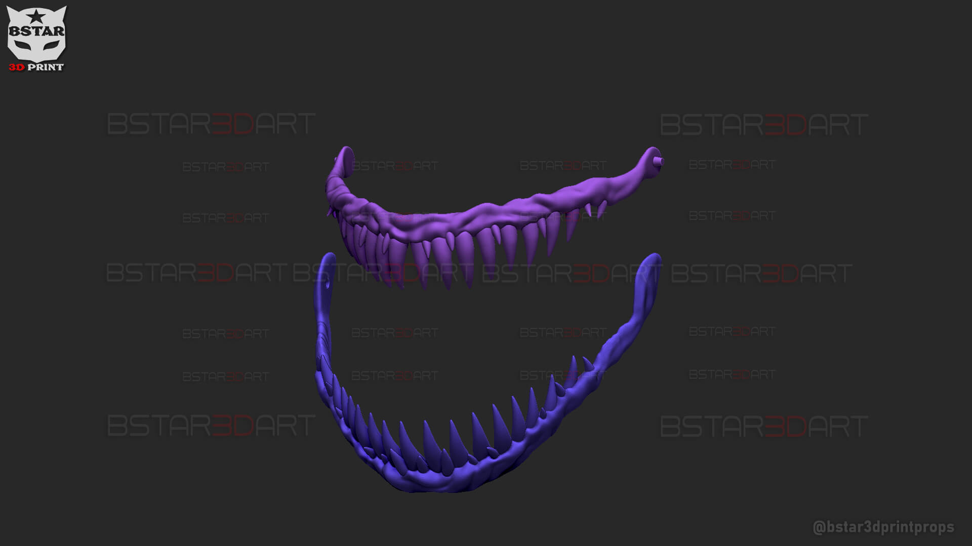 Monster Teeth - Jaw Moveable - Halloween Cosplay 3D Model by blackstar90