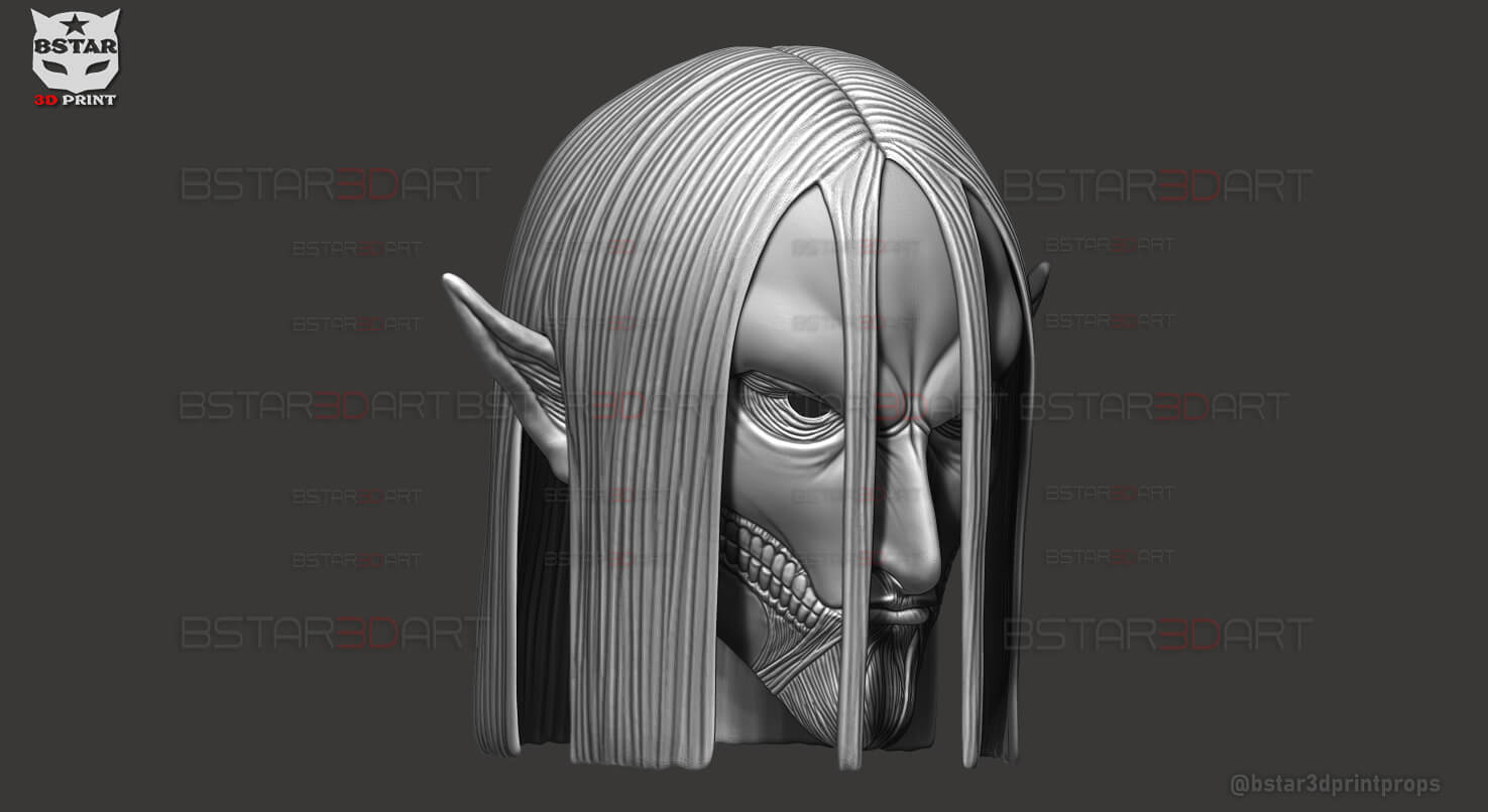 Eren Final Form Head Wearable - With Hair - Attack on Titan 3D Model by ...