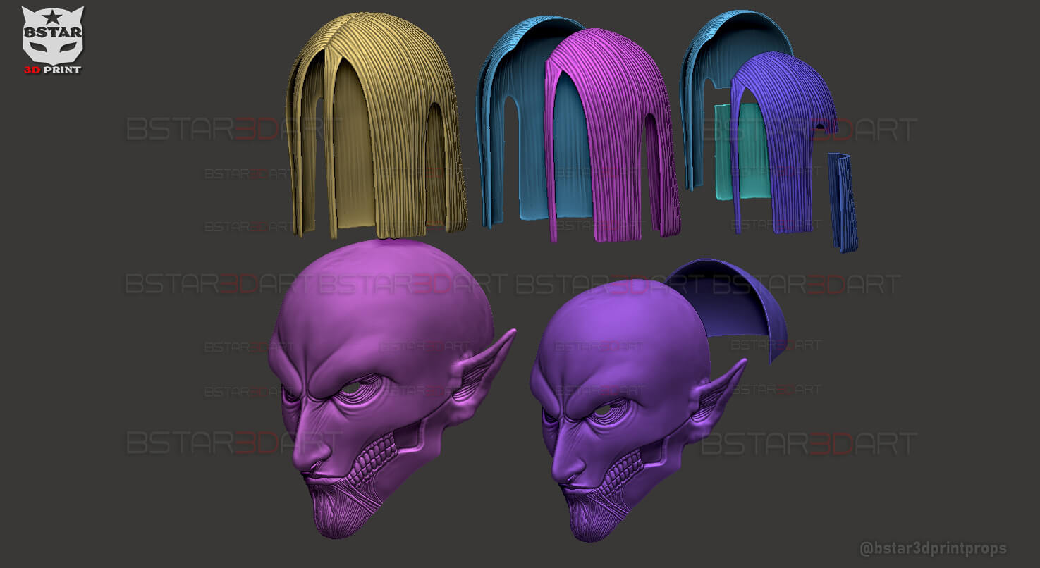 Eren Final Form Head Wearable - With Hair - Attack on Titan 3D Model by ...