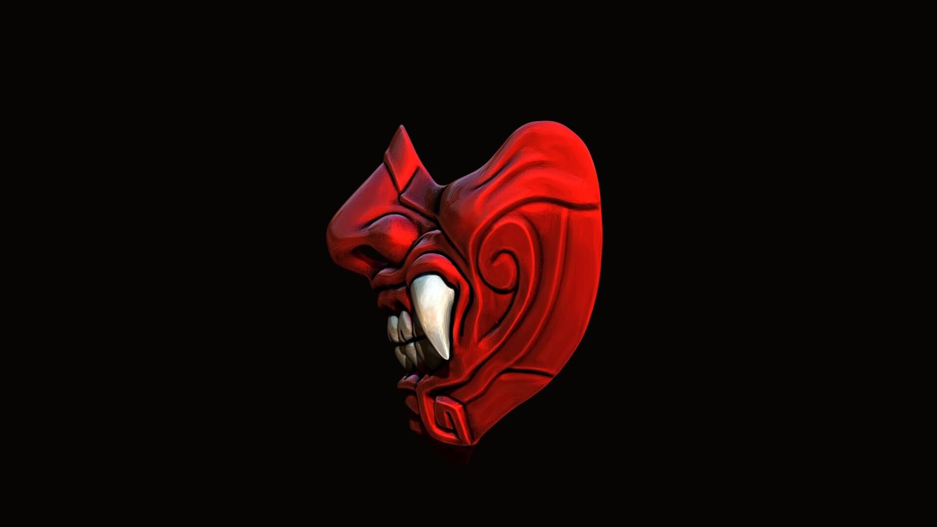 Half Samurai Face Mask - 3D Model by blackstar90