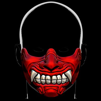 Half Samurai Face Mask - 3D Model by blackstar90