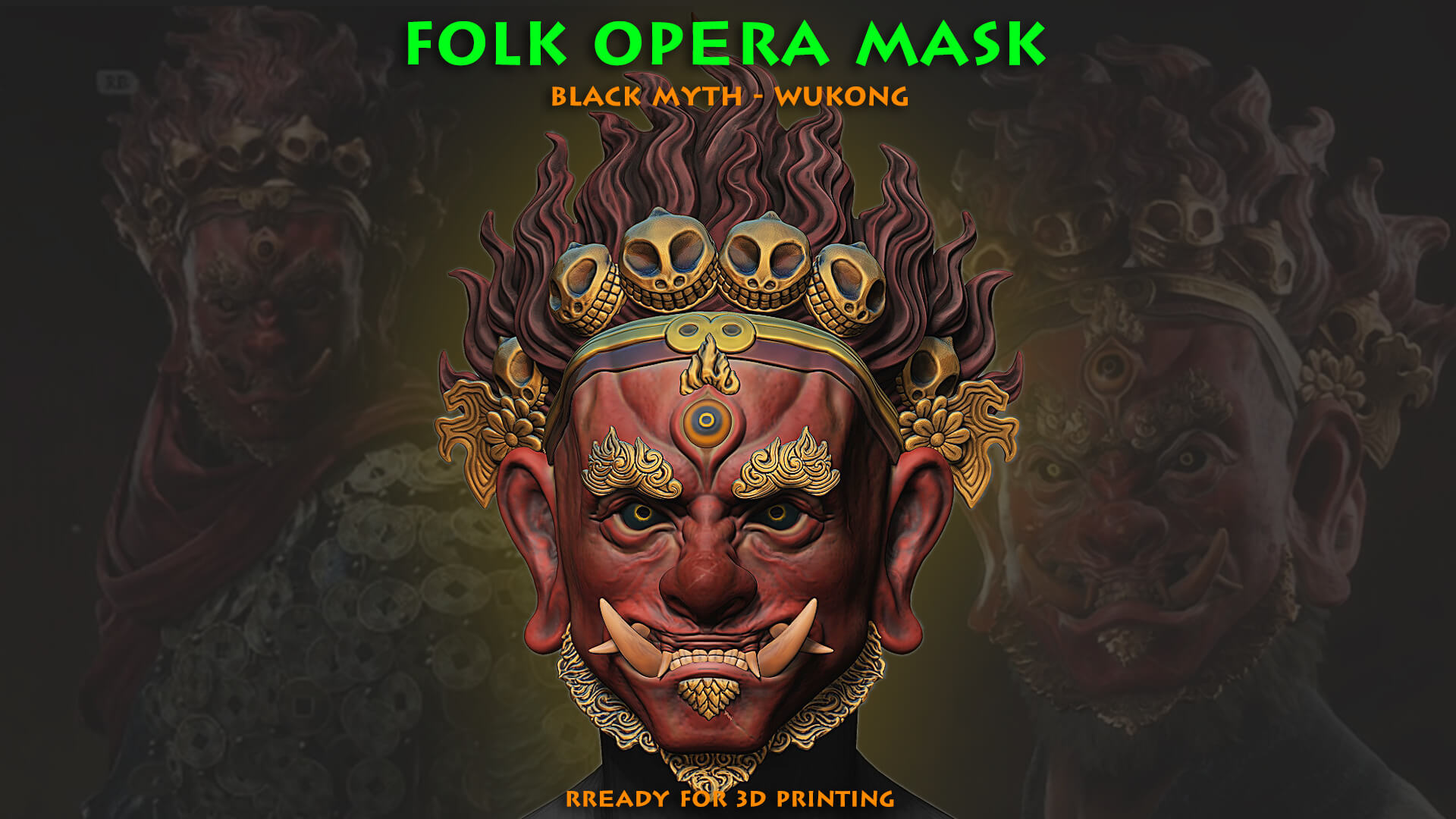 Folk Opera Mask - Black Myth Wukong Cosplay 3D Model by blackstar90
