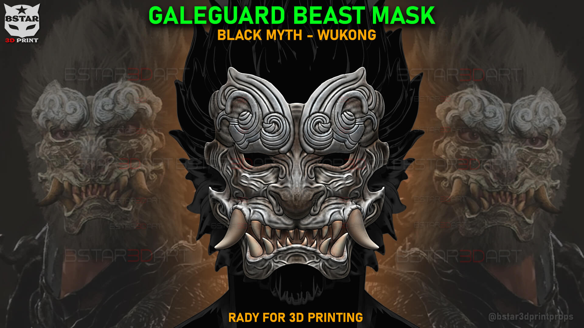 Galeguard Beast Face Mask - Black Myth Wukong Cosplay 3D Model by ...
