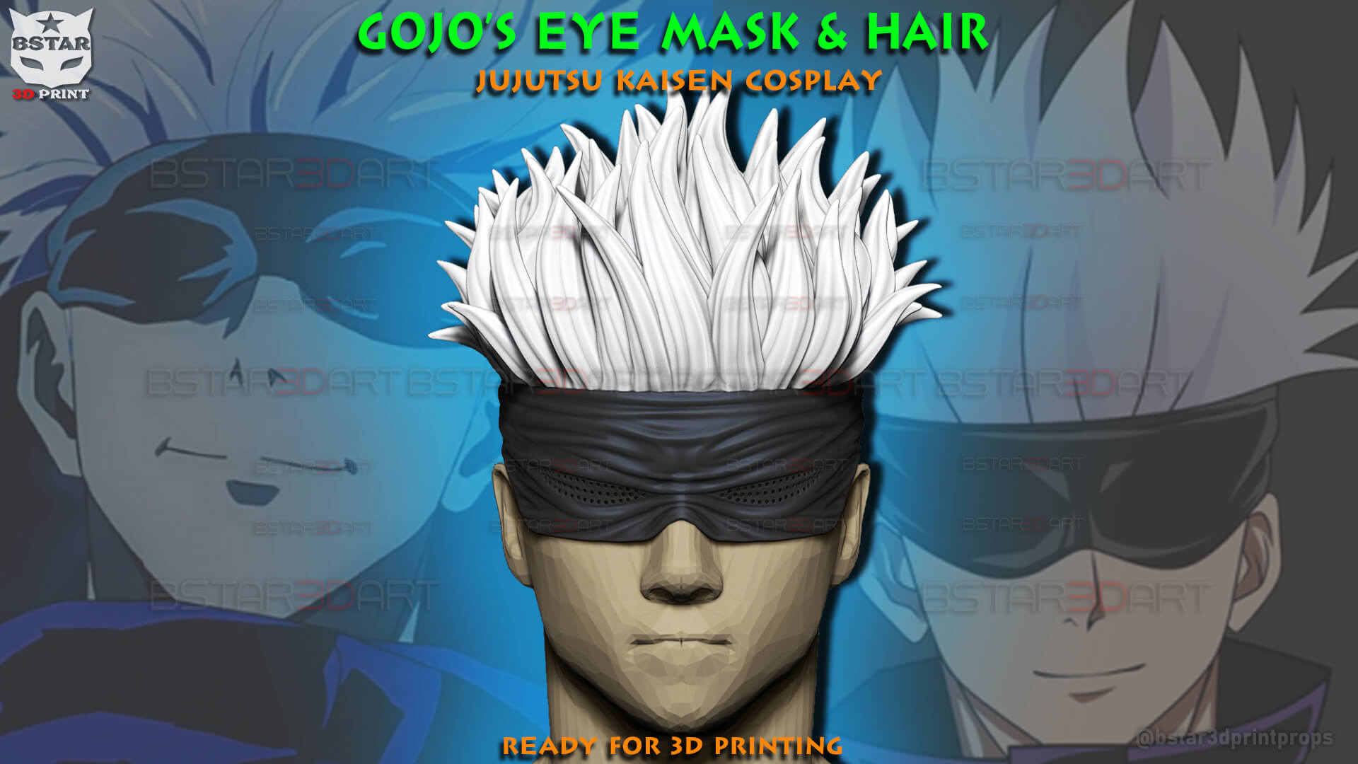 Gojo Saturo Eye Mask With Hair - Jujutsu Kaisen Cosplay 3D Model by ...