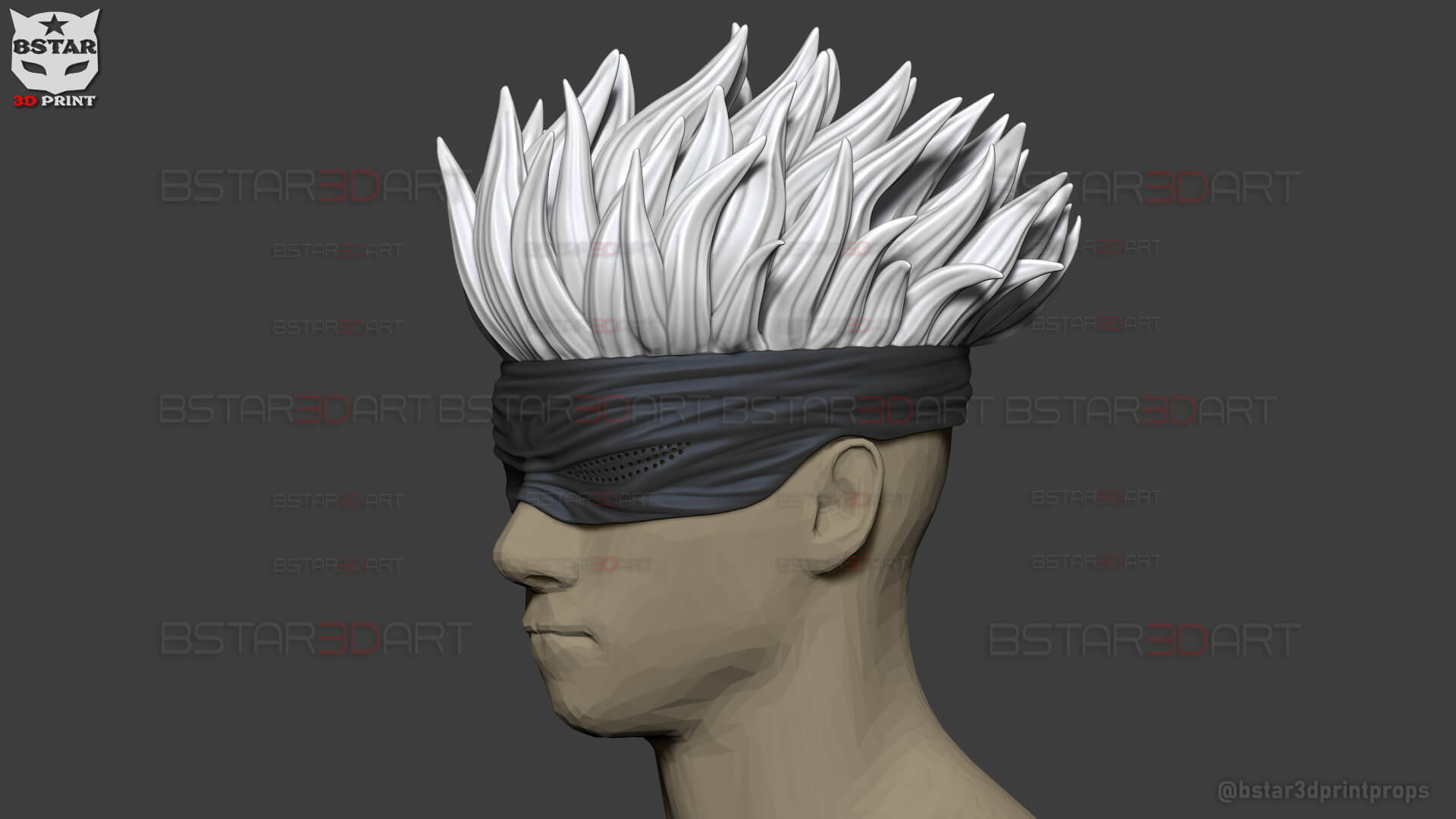 Gojo Saturo Eye Mask With Hair - Jujutsu Kaisen Cosplay 3D Model by ...