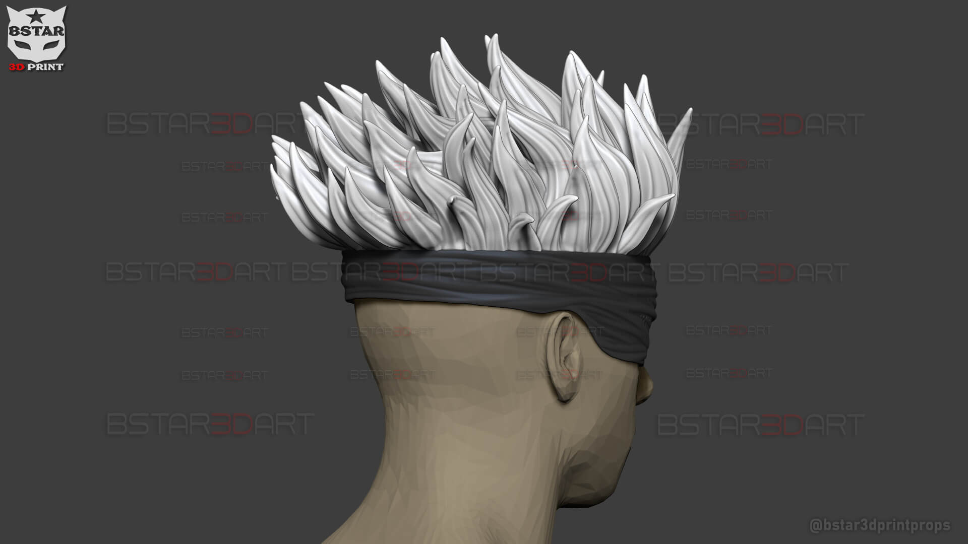Gojo Saturo Eye Mask With Hair - Jujutsu Kaisen Cosplay 3D Model by ...