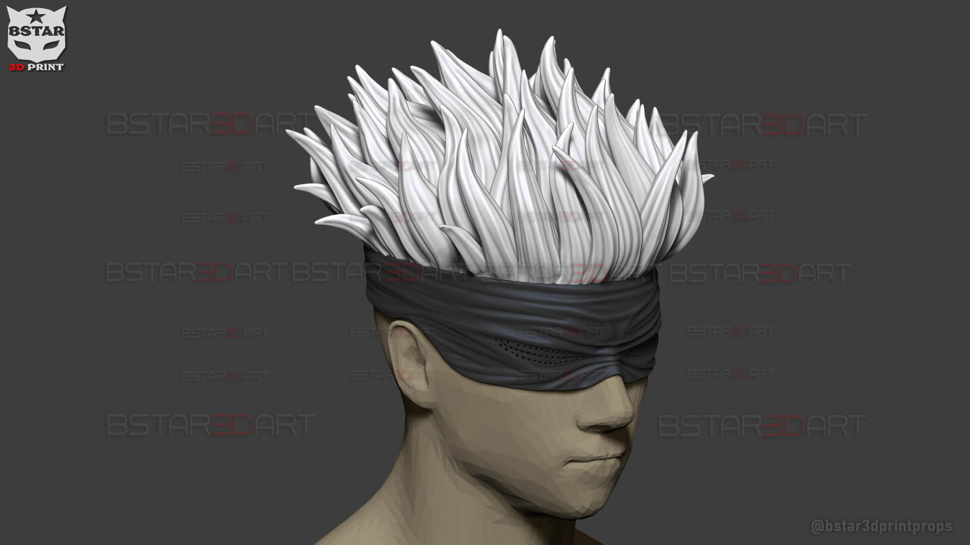 Gojo Saturo Eye Mask With Hair - Jujutsu Kaisen Cosplay 3D Model by ...