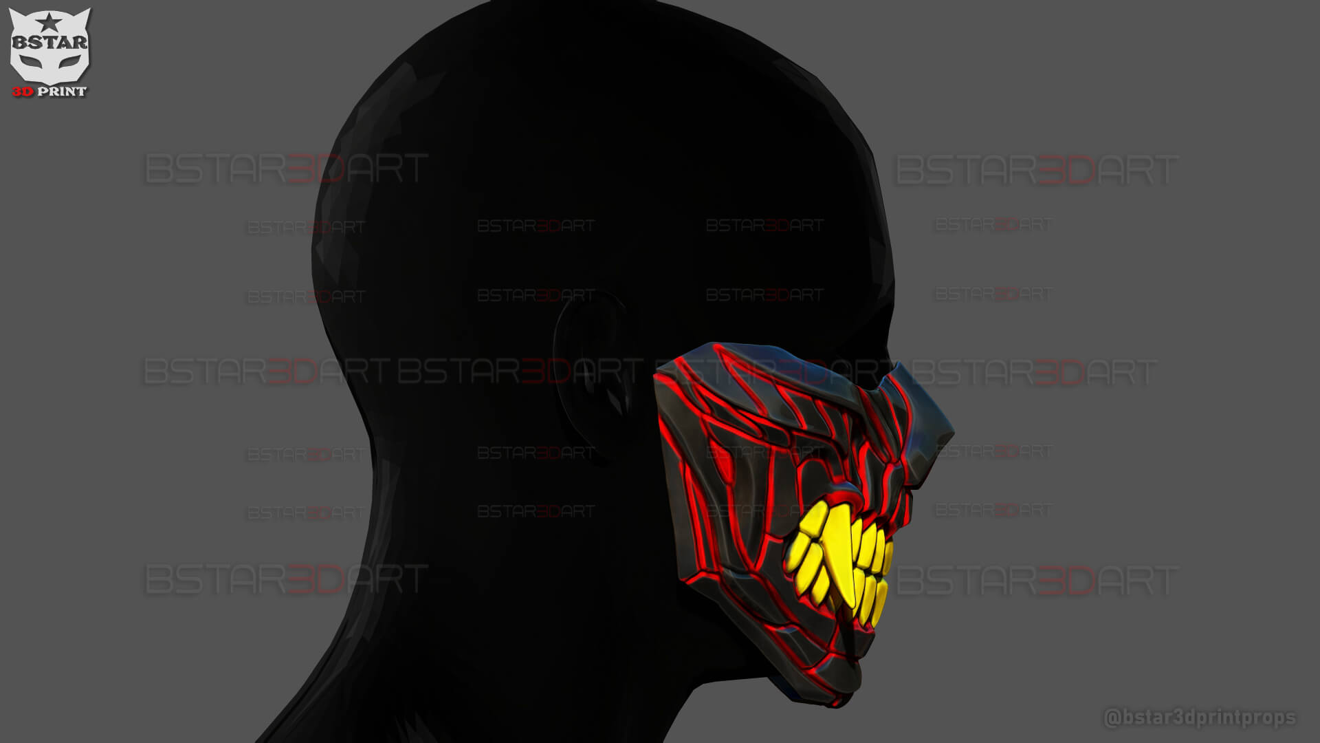 Hannya Cyber Half Mask - Halloween Cosplay 3D Print Model by blackstar90