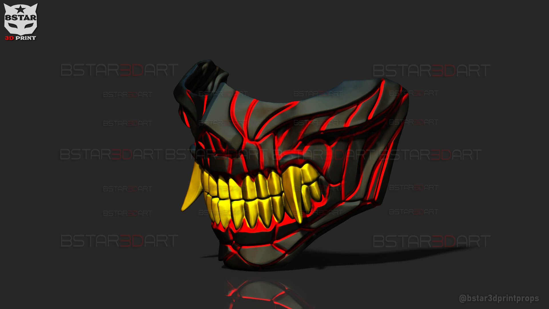 Hannya Cyber Half Mask - Halloween Cosplay 3D Print Model by blackstar90