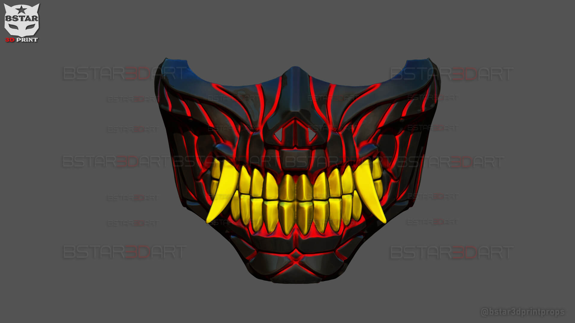 Hannya Cyber Half Mask - Halloween Cosplay 3D Print Model by blackstar90