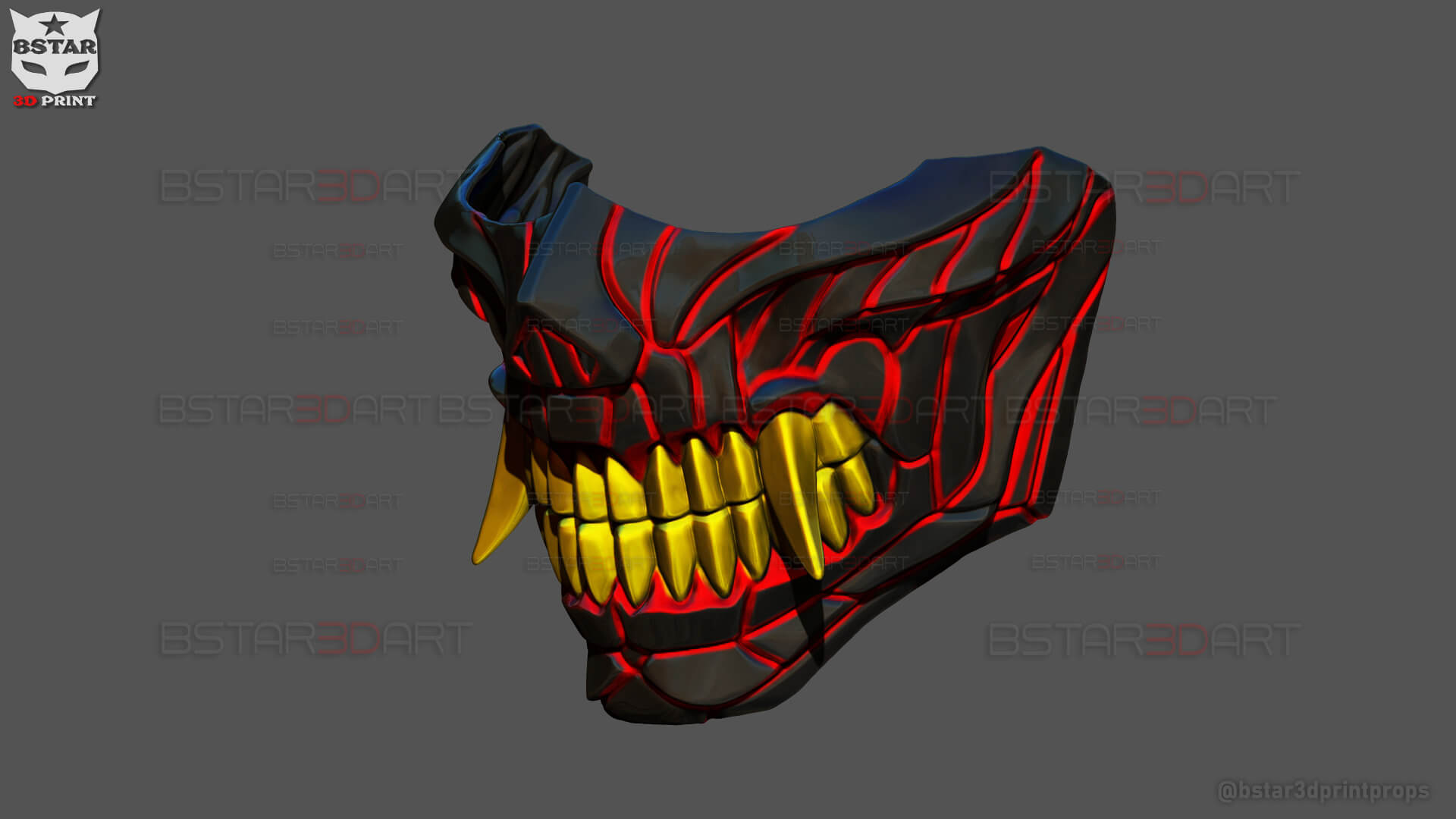 Hannya Cyber Half Mask - Halloween Cosplay 3D Print Model by blackstar90