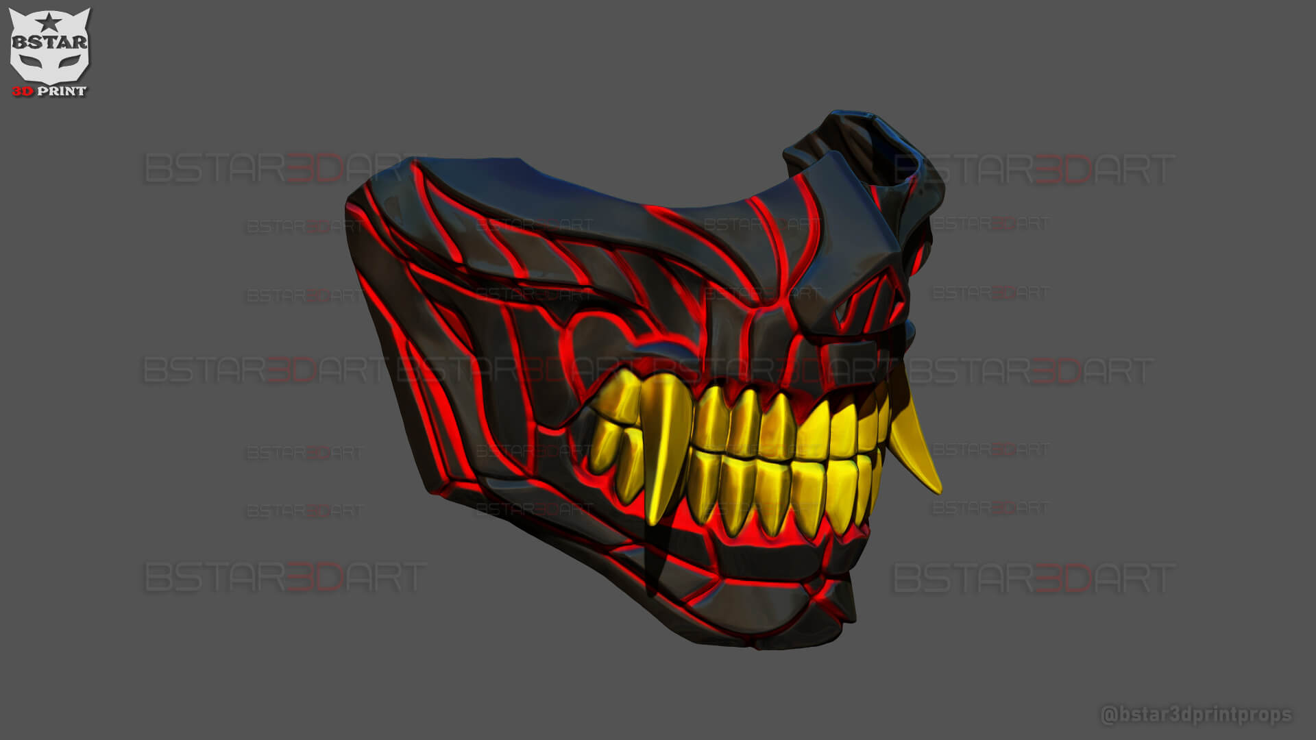 Hannya Cyber Half Mask - Halloween Cosplay 3D Print Model by blackstar90