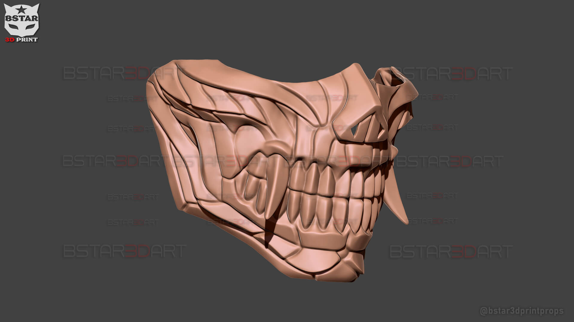 Hannya Cyber Half Mask - Halloween Cosplay 3D Print Model by blackstar90